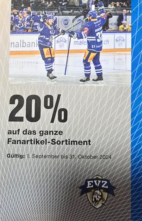 Gutschein 20% auf Fan Artikel Sortiment EVZ (Neu (gemäss Beschreibung)) in Schmiedrued für CHF 1 ...