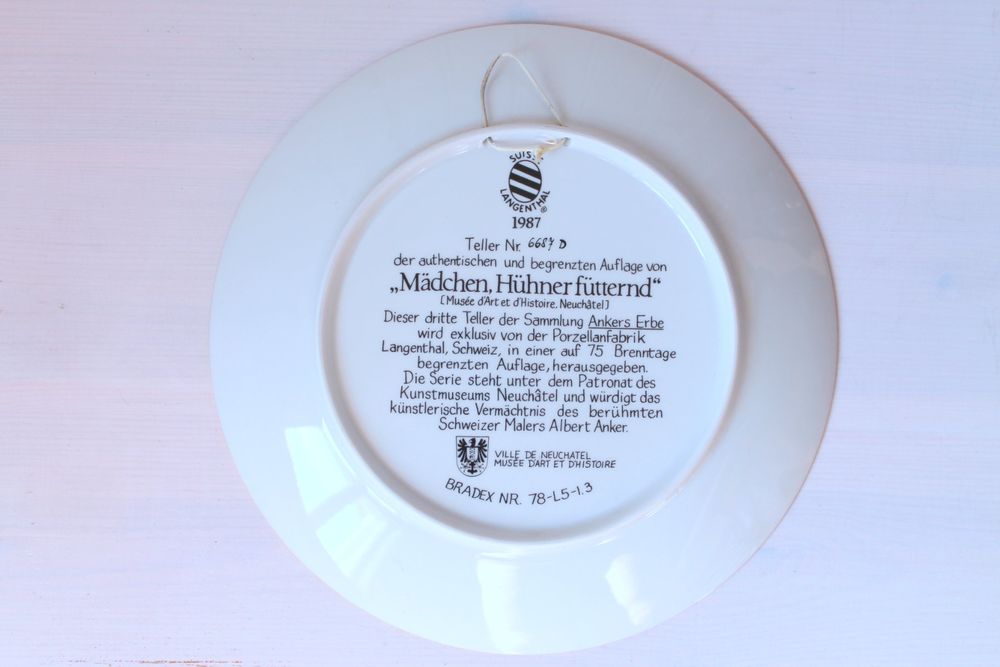 Ankers Erbe SAMMELTELLER - Mädchen, Hühner fütternd (Gebraucht) in ...