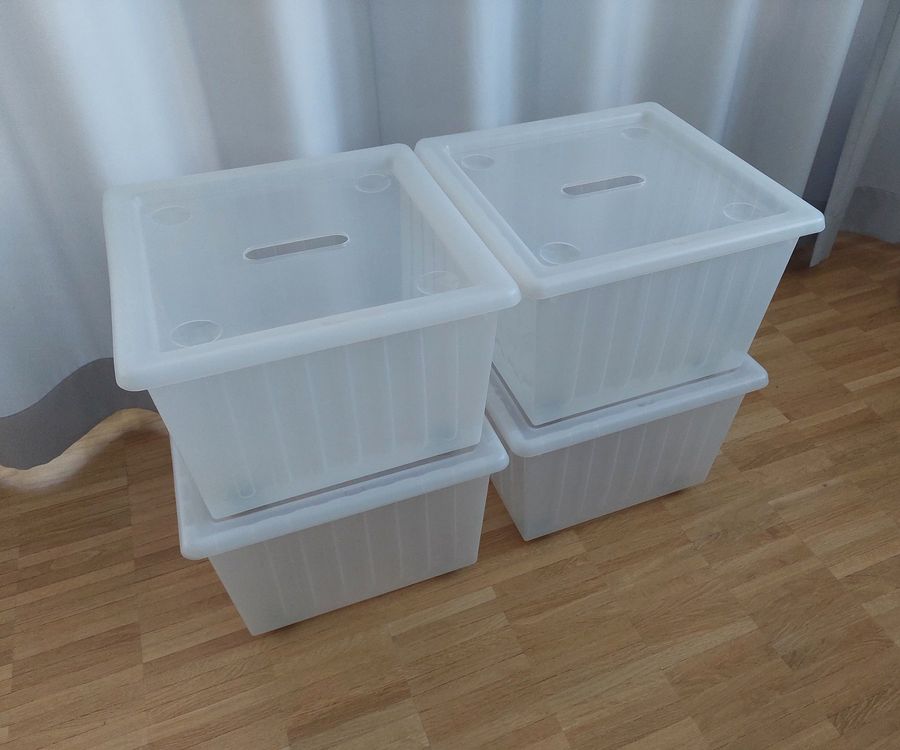 4 Stück VESSLA Box / Kasten auf Rollen , weiss , mit Deckel (Gebraucht ...