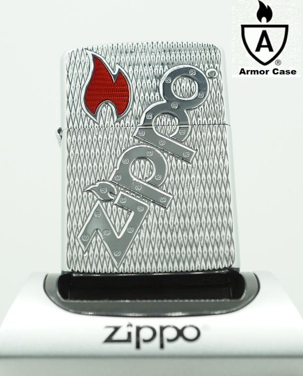 ZIPPO® BOLTED LOGO / RED FLAME -ARMOR CASE -2008- UNGEZÜNDET (Neu (gemäss Beschreibung)) in Mels ...