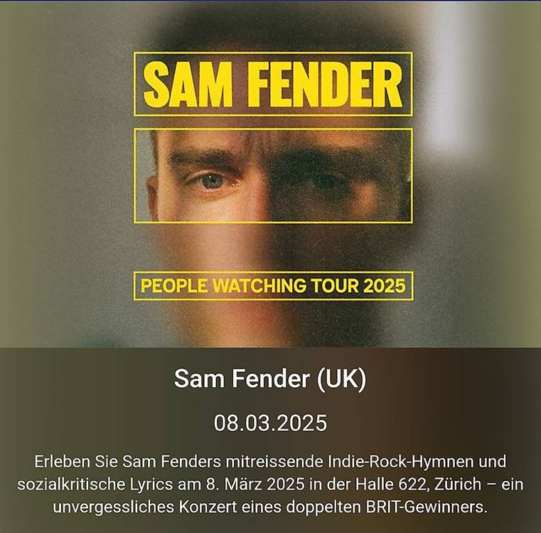 1 Ticket Sam Fender (Gebraucht) in Mümliswil für CHF 124 – nur Abholung ...