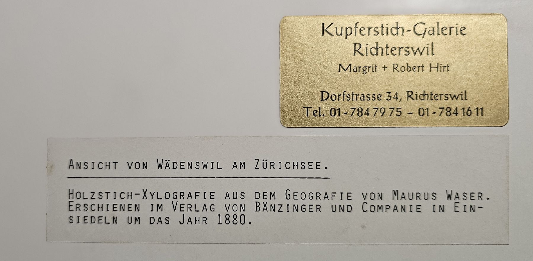 Wädenswil Stich, um 1880, Maurus Waser, Zürichsee, Rarität (Neu (gemäss ...