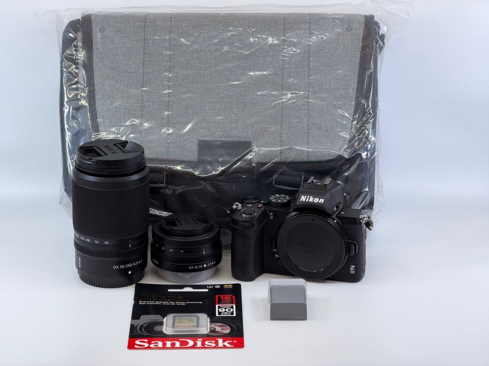 Nikon Z50 Kit 16-50 & 50-250mm, Neu: Tasche, Akku & SD-Karte (Gebraucht ...