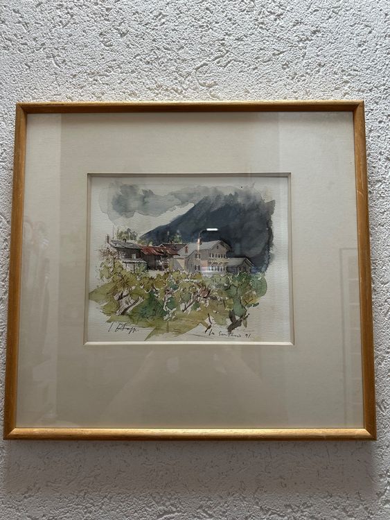 Aquarelle signée | Valais | Kaufen auf Ricardo