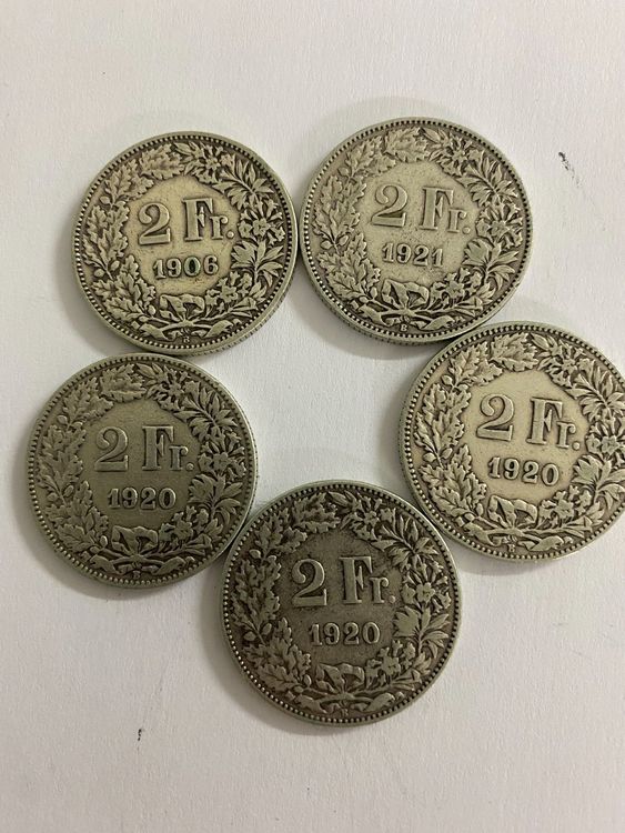 5 Stk 2.- über 100 Jahre Alt Silber (5) (Gebraucht) in Ballwil für CHF 33 – mit Lieferung auf ...