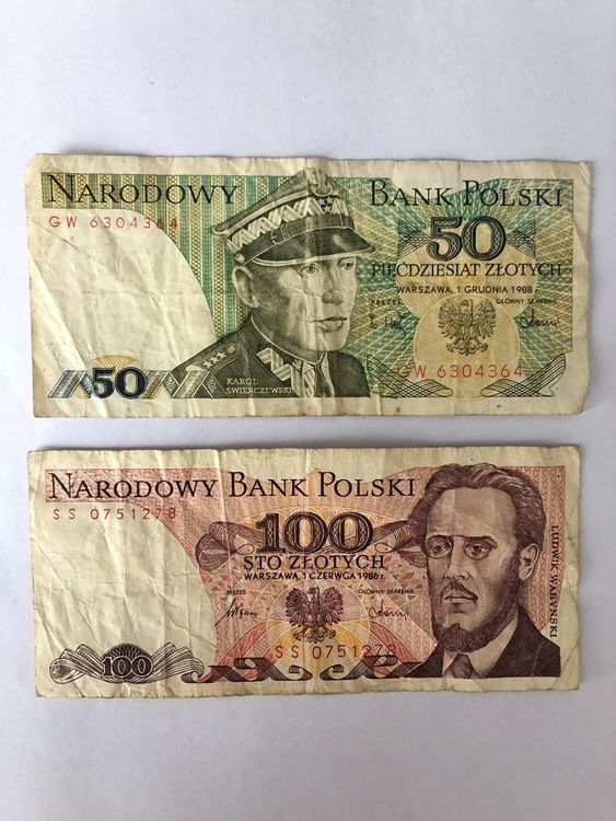Lot Polen 2 Banknoten / 50 + 100 Zlotych (Gebraucht) in Bettwiesen für ...