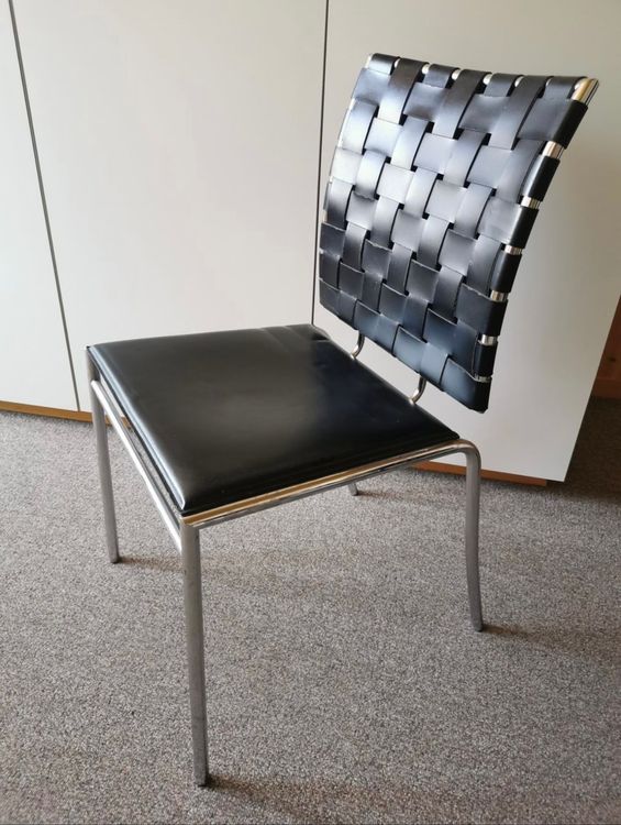 Stuhl Leder schwarz & Chrom elegant | Kaufen auf Ricardo