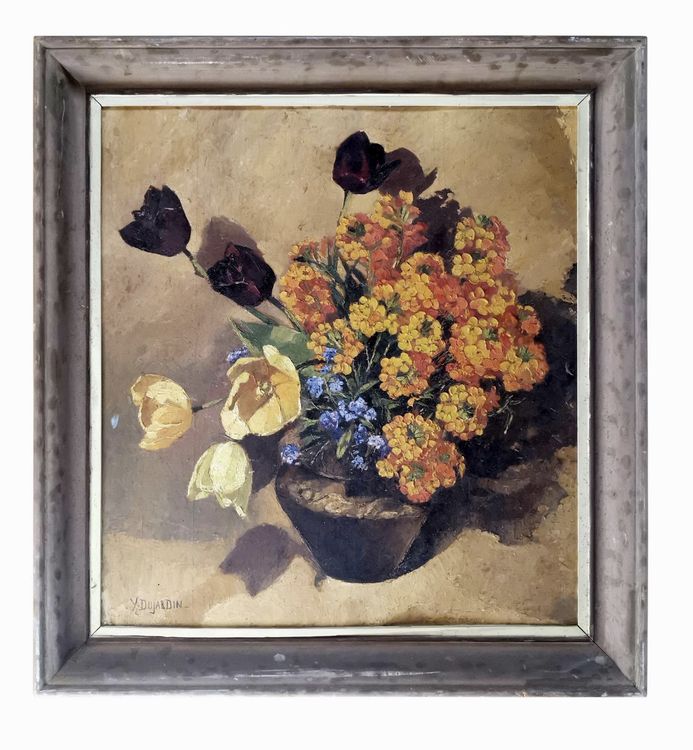 Vase of flowers oil on panel by Yanick Dujardin (1908-2001) (D'occasion ...
