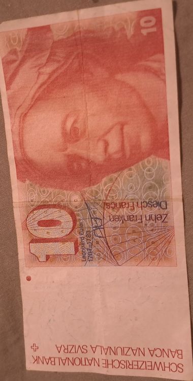 Alte 10 Franken Note Leonhard Euler (Gebraucht) in Montlingen für CHF 8 ...