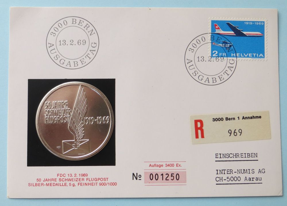 Münzkarte 50 Jahre Schweizer Flugpost (Gebraucht) in Lausen für CHF 5 – mit Lieferung auf ...