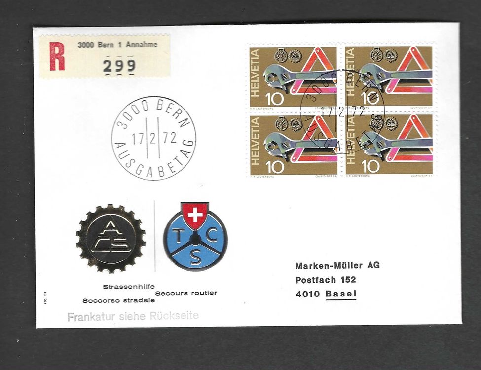 FDC Einschreiben Viererblock 72 | Kaufen auf Ricardo