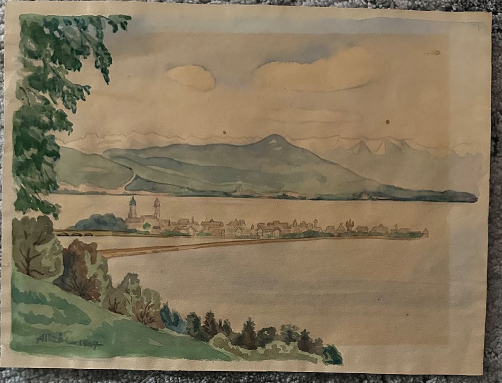40.er Jahre Landschafts Aquarell Sig | Kaufen auf Ricardo