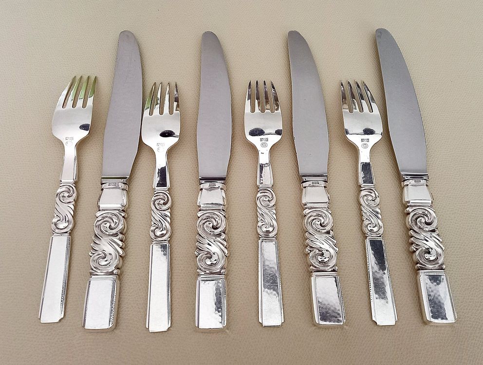 Georg Jensen Silber 925 Sterling Denmark "SAGA SCROLL" 8tlg. | Acheter ...
