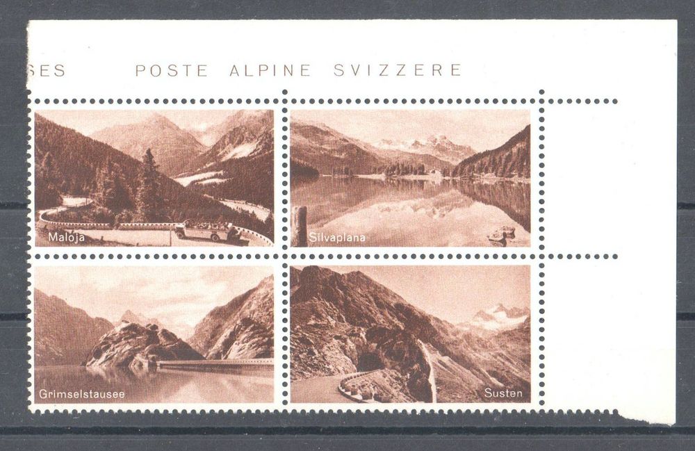 Probedruck 1958 Alpine Post - Brown block of 4 dummy stamps | Kaufen ...