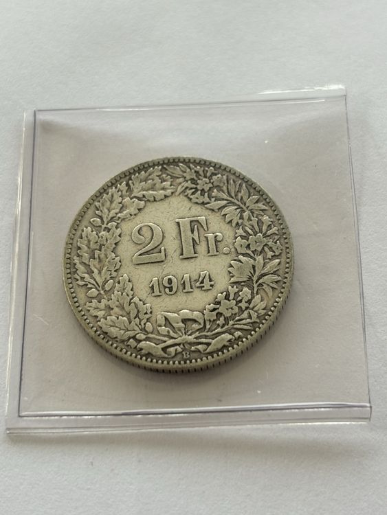 Silbermünze 2 Franken Helvetia 1914 Schweiz (Gebraucht) in Langnau am Albis für CHF 6.5 – mit ...