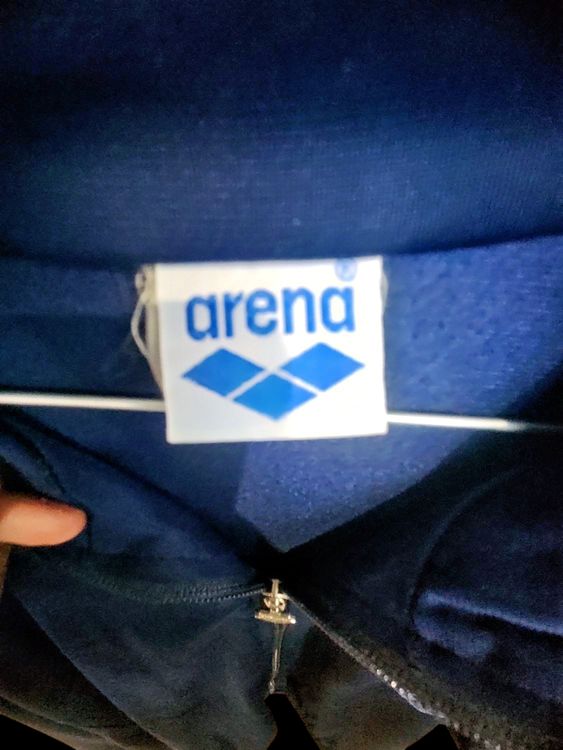 Arena Navy Blue Track Jacket with Pink & Blue Stripe Details (Gebraucht ...