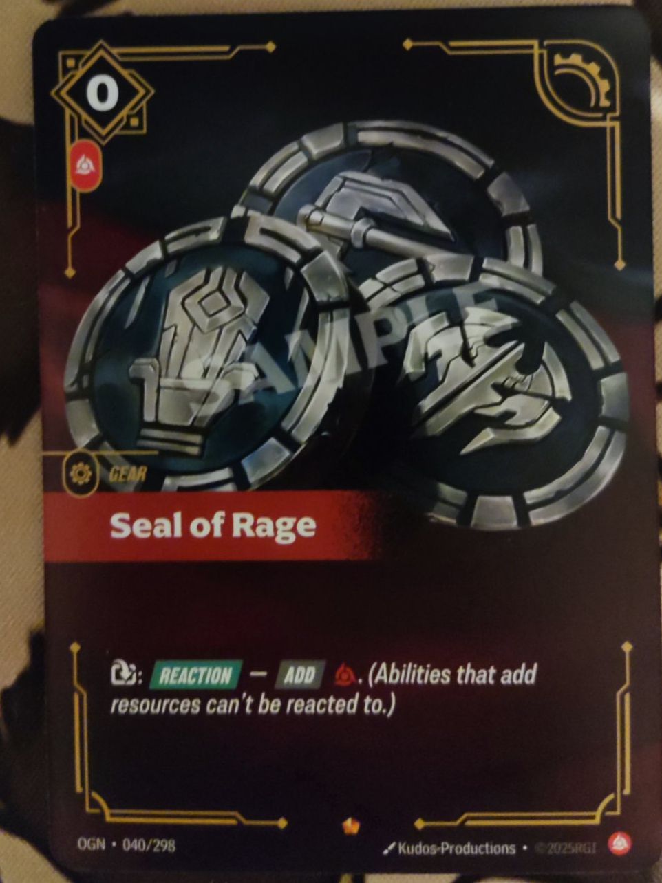 Riftbound - Seal of Rage - Exclusive event Sample (Neuf (Voir ...