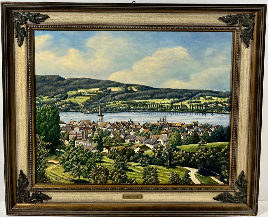 Walter Giger - Dorf Ansicht Gemälde | Kaufen auf Ricardo