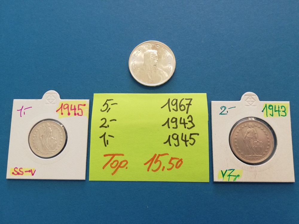 Schweizer Silbermünzen 5Fr./ 2Fr./ 1Fr. (Gebraucht) in Engi für CHF 16.5 – mit Lieferung auf ...