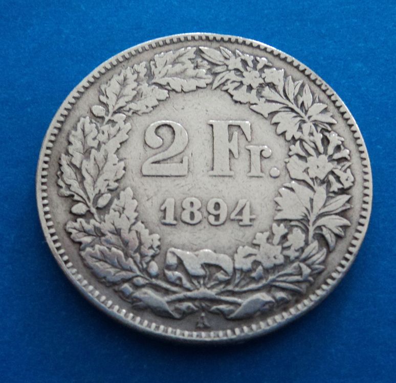 Schweiz: 2 Franken 1894, SS (Gebraucht) in Basel für CHF 10 – mit Lieferung auf Ricardo kaufen