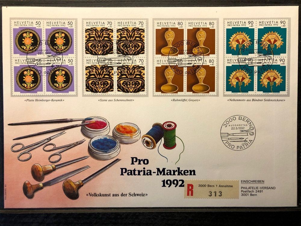 FDC Grossbrief Pro Patria Volkskunst aus der Schweiz 1992 ET | Kaufen auf Ricardo