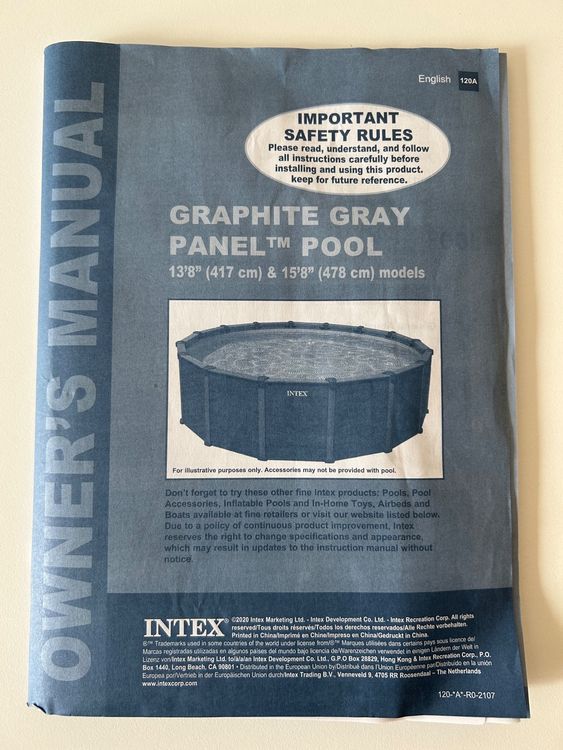 Swimming Pool 478cm Intex Graphite Gray Panel inkl. Zubehör | Kaufen ...
