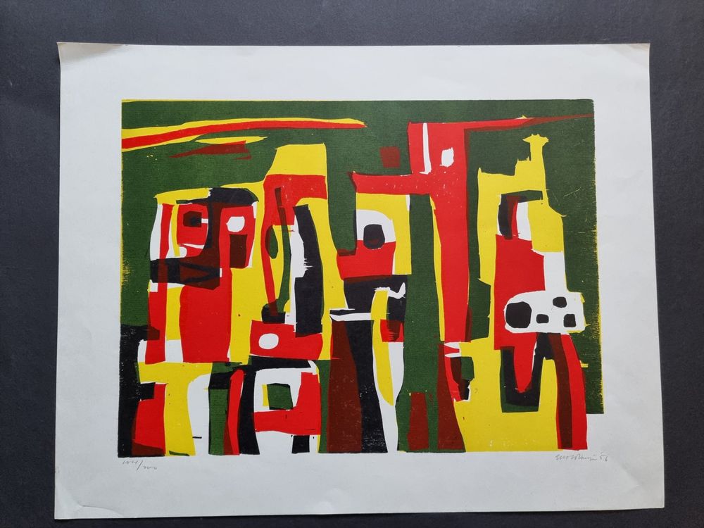 KÜNSTLER ? HOLZSCHNITT unleserlich signiert datiert | Kaufen auf Ricardo