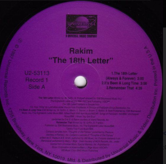 Rakim "The 18th Letter" Vinyle Original 1997 (Gebraucht) in Etoy für ...