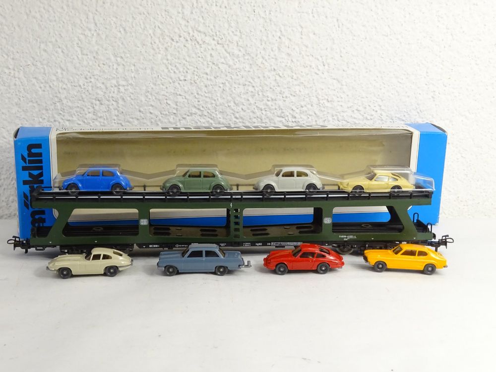Märklin 4074 Autotransportwagen, Wiking, Grün, H0,WS/AC,OVP (Gebraucht ...
