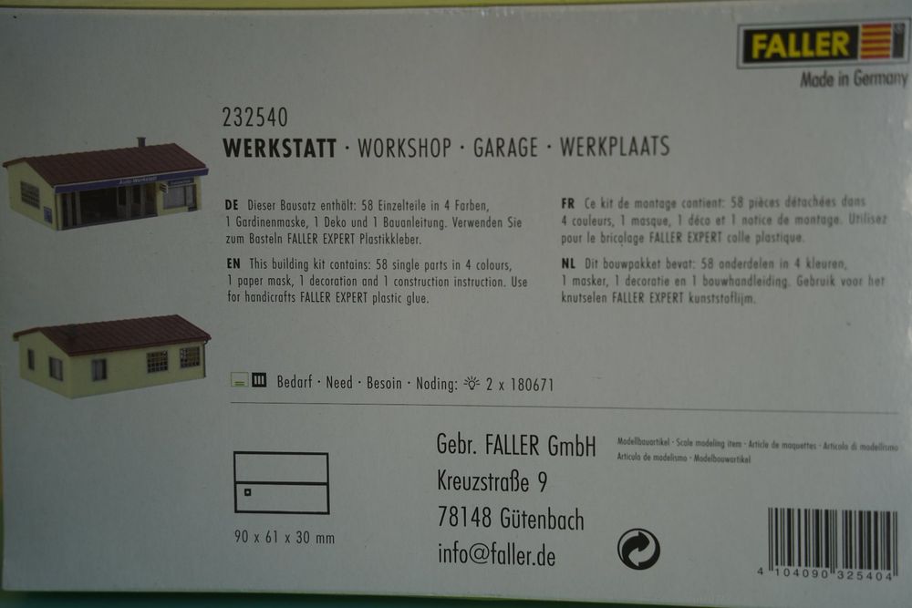 Bausatz Werkstatt Spur n, Faller 232540 in OVP (Neu und ...