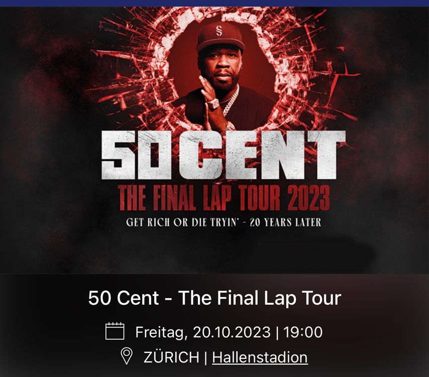 50 Cent Konzert, Sektor G1 Sitzplatz, Zürich Hallenstadion | Kaufen auf ...
