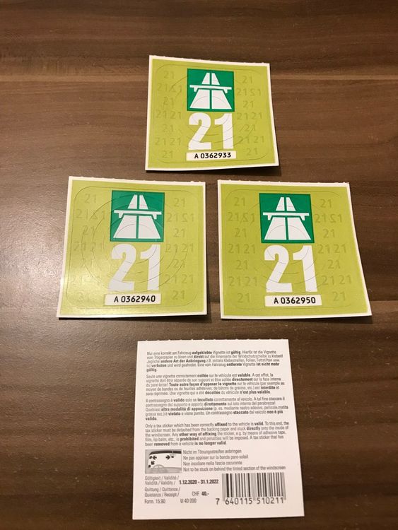 Autobahnvignette Schweiz Vignette 2021 NEU ! (Neu und originalverpackt) in Hinwil für CHF 11 ...