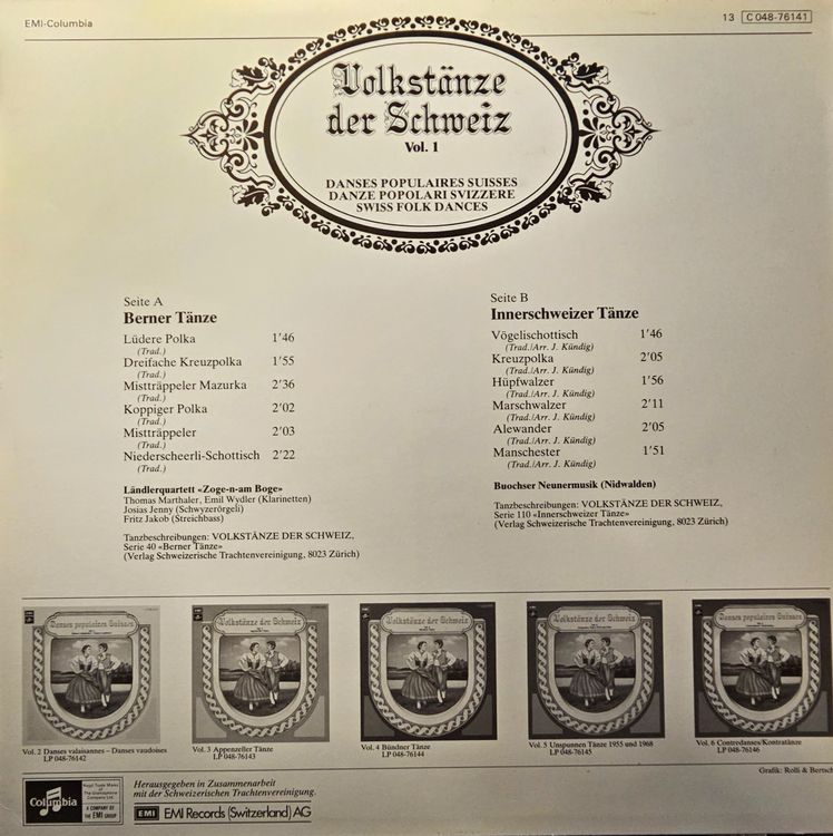 Volkstänze Der Schweiz Vol. 1: Berner Tänze - Innerschweizer (Gebraucht) in Wahlen b. Laufen für ...