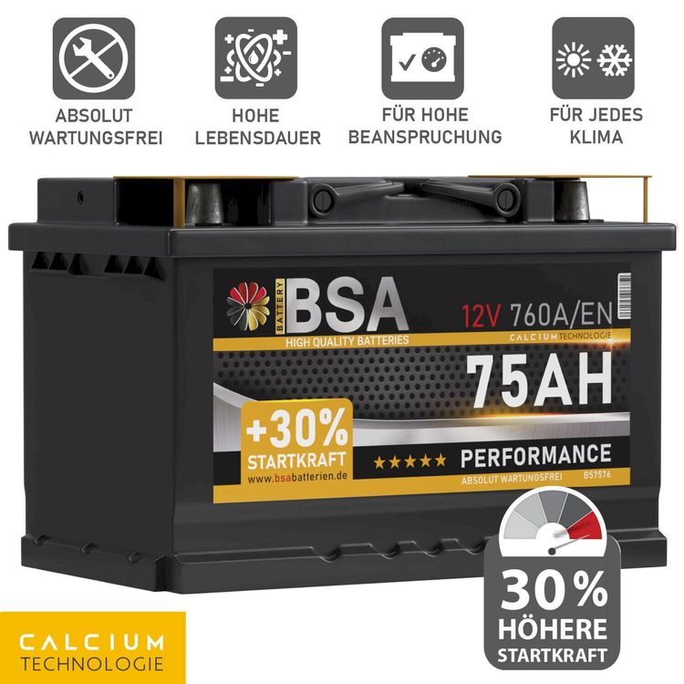 BSA Performance Autobatterie 75Ah 12V | Kaufen auf Ricardo