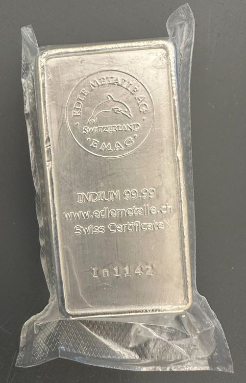 Indium 1 kg Barren Edelmetall Wertanlage (Neu und originalverpackt) in ...