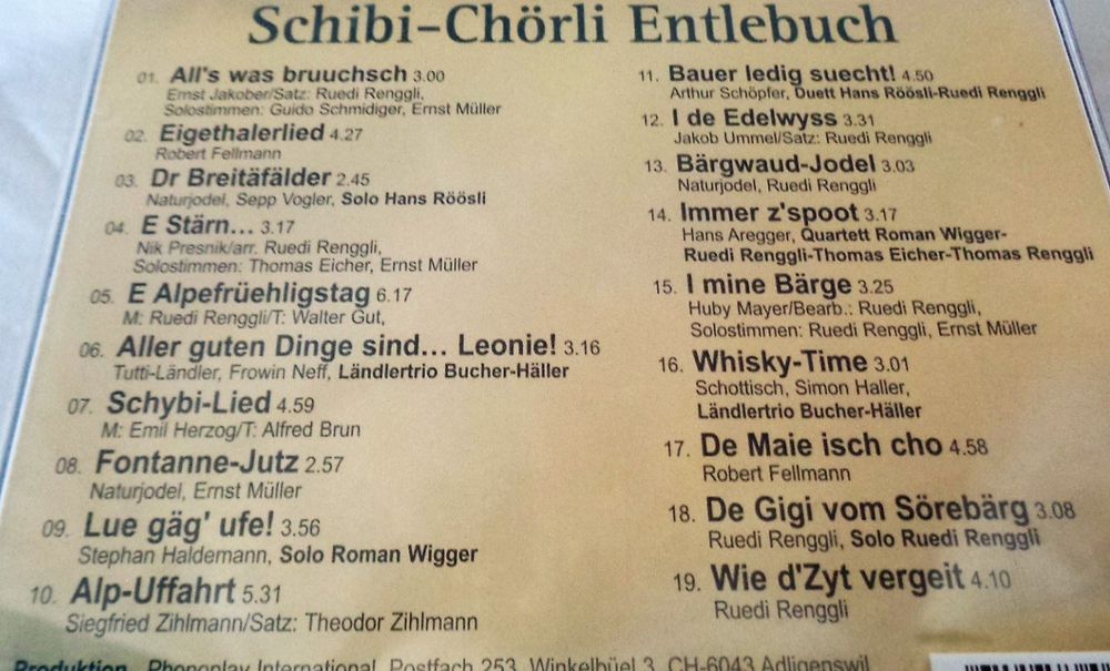 Jodel CD / Schibi-Chörli Entlebuch / Wie d'Zyt vergeit (Gebraucht) in ...