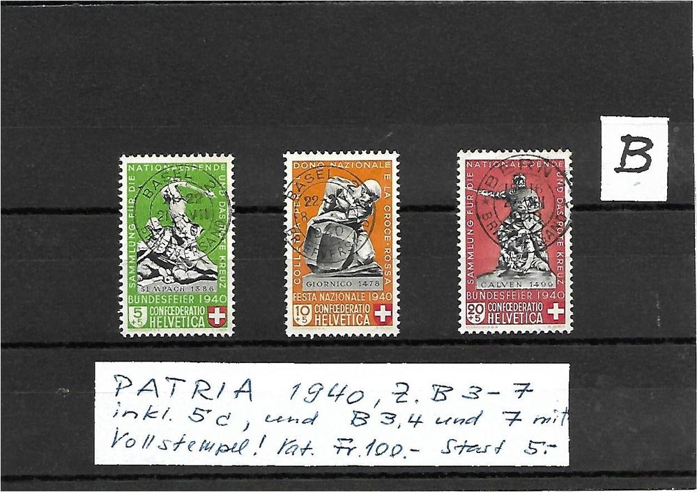 Pro Patria 1940, B3-7, inkl. 5c, + 3,4,7 mit Vollstempel | Kaufen auf ...