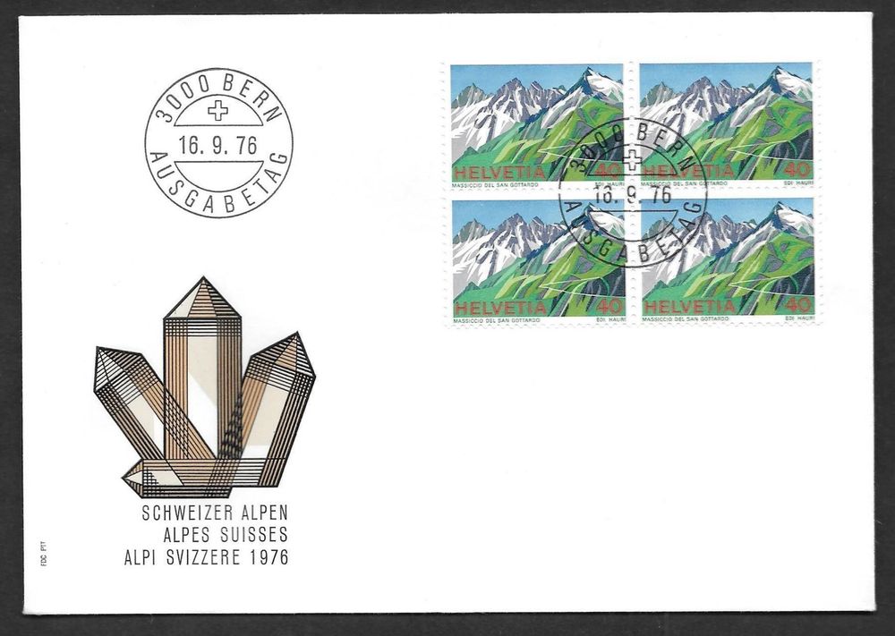 FDC Nr. 578 Viererblock Gotthardmassiv ET Bern 16.9.1976 | Kaufen auf Ricardo