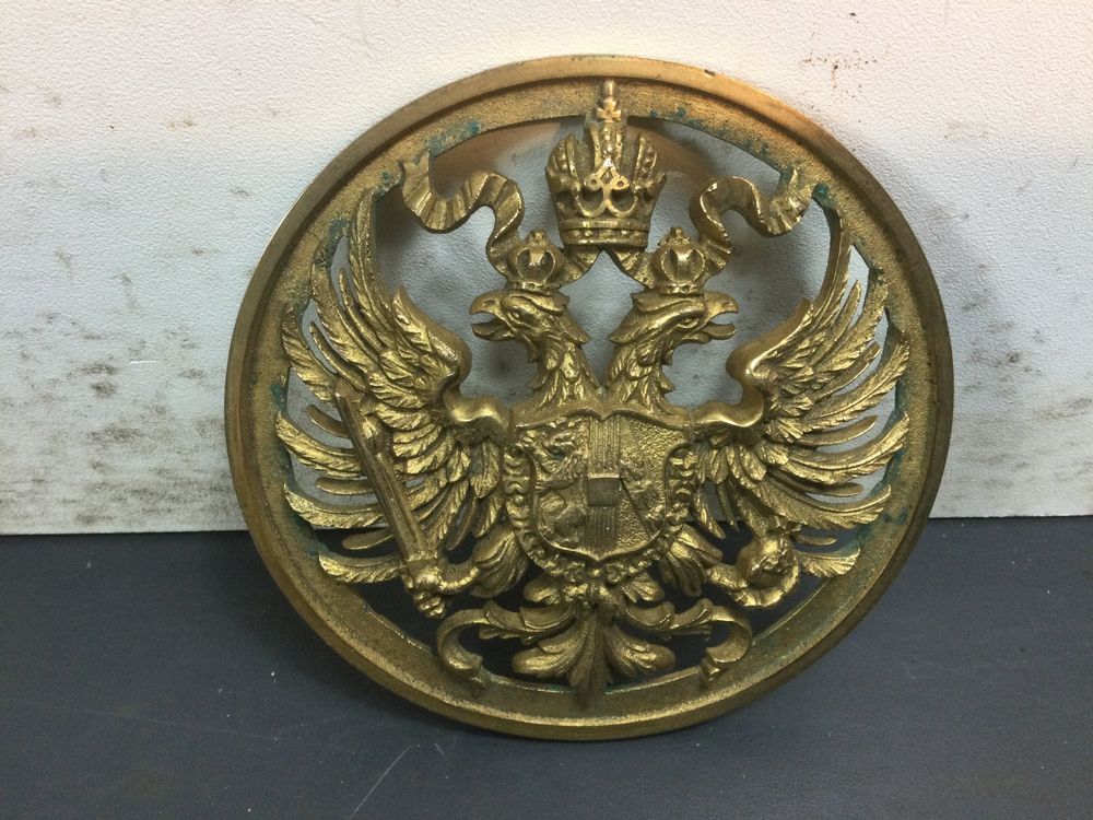 Altes Messing Emblem Doppeladler mit Reichsinsignien (Gebraucht) in ...