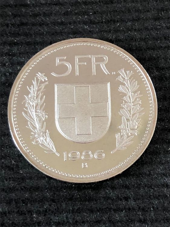 5 Franken 1986, unz./stgl., vertiefte Randschrift (Neu (gemäss Beschreibung)) in Walenstadt für ...