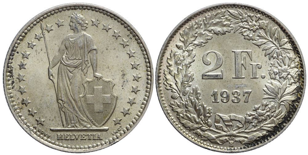 a- 2 Franken 1937 (b) | Kaufen auf Ricardo