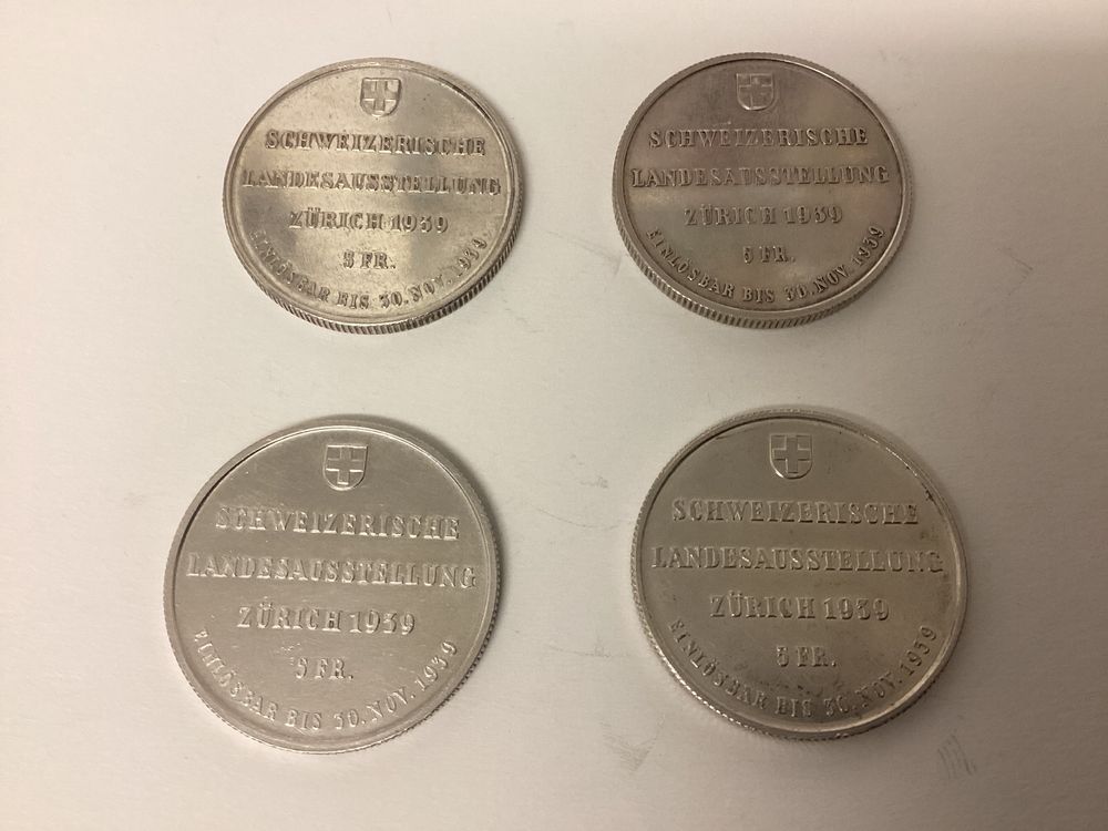4 x 5 Franken Silber Gedenkmünzen 1939 LANDI VZ „TOP“ | Kaufen auf Ricardo