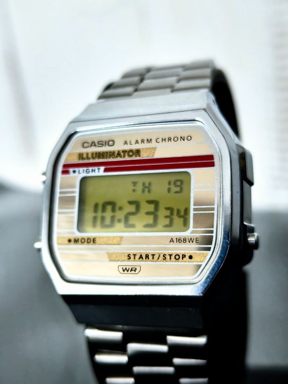 Casio A168 mit einzigartigem gelbem Display – Einzelstück! (Gebraucht ...