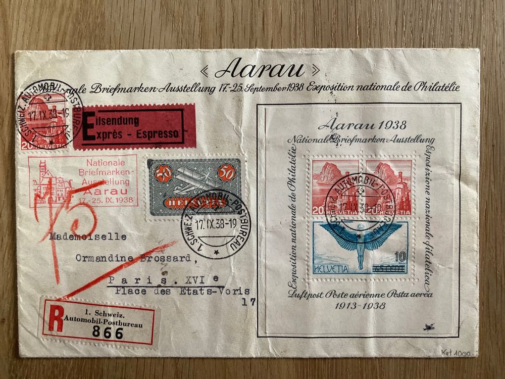 Schweiz FDC Flugpost 1938 Aarau Kat. 1000.-- (Gebraucht) in Aesch BL für CHF 20 – mit Lieferung ...