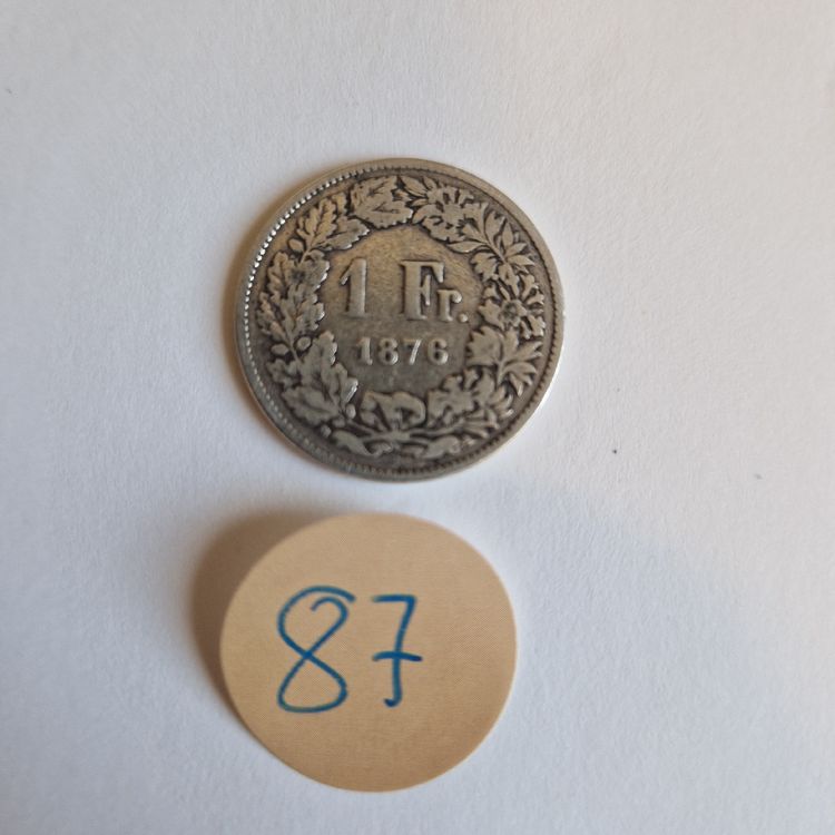 Antike Silbermünze CH 1 Fr. 1876 (Gebraucht) in Stans für CHF 11 – mit Lieferung auf Ricardo kaufen