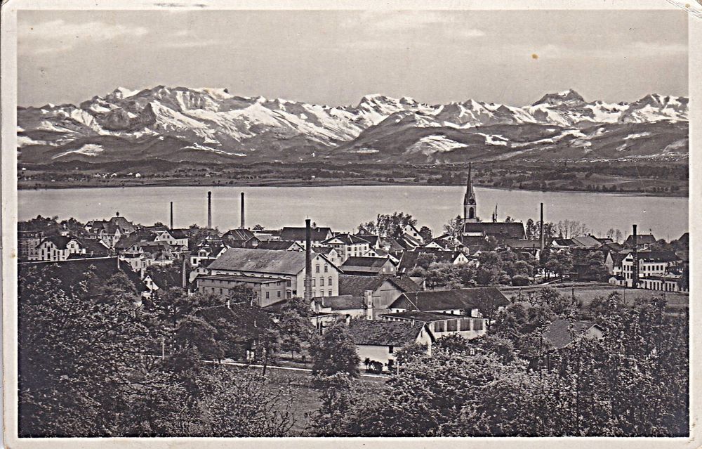 Pfäffikon (Zch.)Ortsansicht mit den Alpen. 1925 | Kaufen auf Ricardo