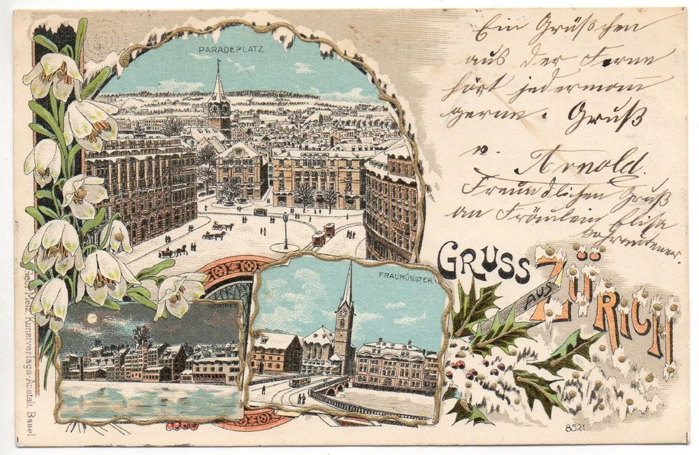 WINTER-LITHO Gruss aus ZÜRICH - gel. 1902 n. Teufen | Kaufen auf Ricardo