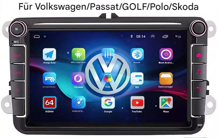 2DIN Multimedia für VW Golf Passat Tiguan Touran CarPlay GPS (Neu und ...