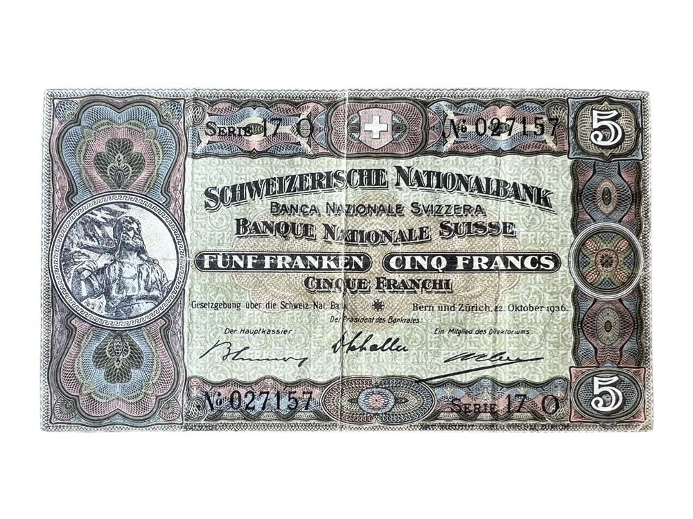 5 CHF Banknote 1936 (Gebraucht) in Uster für CHF 10 – mit Lieferung auf Ricardo kaufen