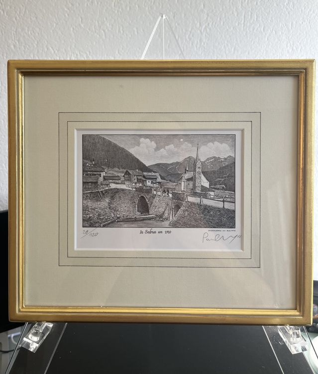 "IN SEDRUN um 1910, Surselva" - Originalgrafik von Paul Wyss (Neu (gemäss Beschreibung)) in ...